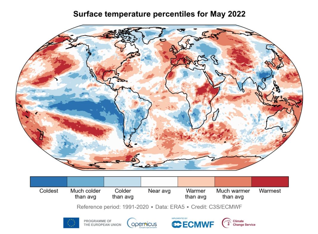 Mappa temperature record e Copernicus Climate Change Service